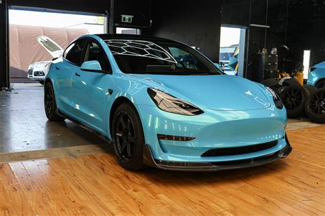 Blue Tesla Model 3 Tinybot Space Candy Gold Sky Twiisted Wrap
