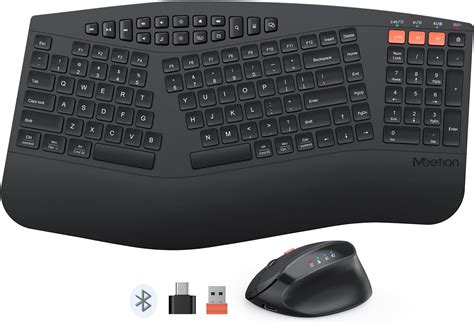 Meetion Ergonomic Wireless Keyboard And Mouse Combo Multi Device Bluetooth With