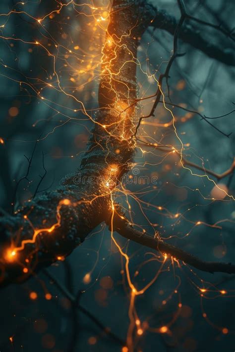Lightning Goes Down The Wiring Of Electrical Transmission Towers