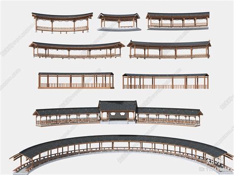 现代新中式廊架su模型下载【id1174394623】知末su模型网