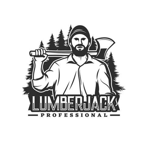 Lumberjack Lumberman Worker Monochrome Icon 11948769 Vector Art At