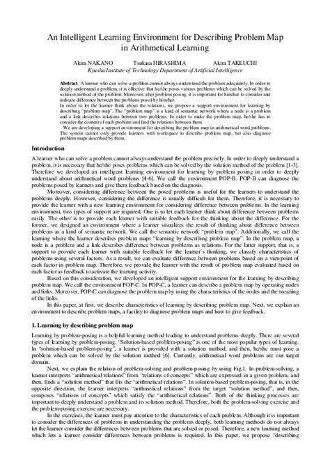 Pdf An Intelligent Learning Environment For Describing Problem Map In Arithmetical Learning