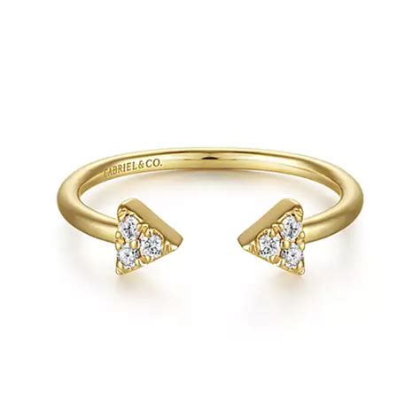 Gabriel And Co 18k Yellow Gold Stackable Pave Diamond Triangle Split Ring