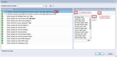 learn specify custom dynamic date ranges in date prompts kallidus