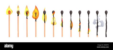 Burning Match Animation Matchstick Burnout Stages Sequence Steps Of