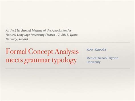 Formal Concept Analysis Meets Grammar Typology PPT