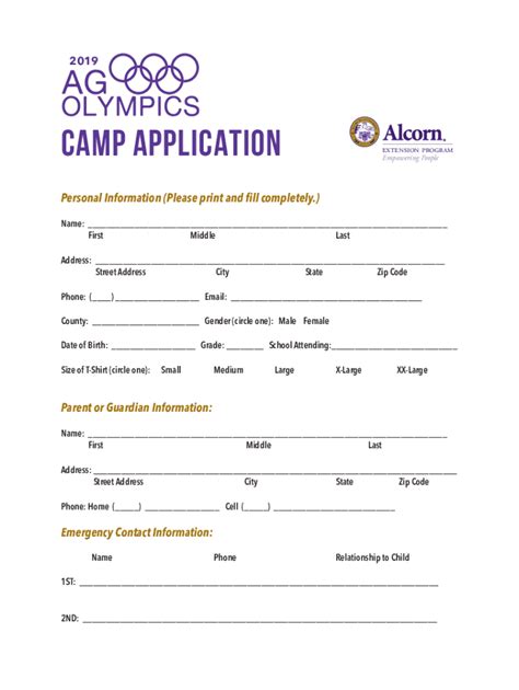 Fillable Online Camp APPLICATION Fax Email Print PdfFiller
