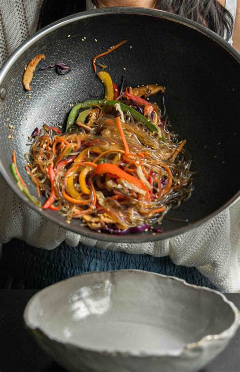 Healthy And Easy Vegan Japchae Korean Glass Noodles The Korean Vegan