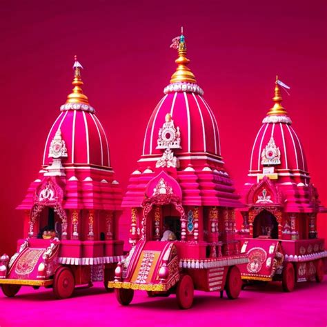 Premium Photo A Group Of Small Model Buildings With A Red Background