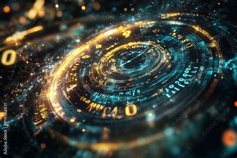 Abstract Digital Vortex Surrounded By Glowing Numbers Symbolizing The Flow Of Information And