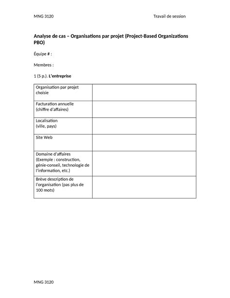 MNG Guide D Analyse De Cas Questionnaire MNG Travail De Session Analyse De