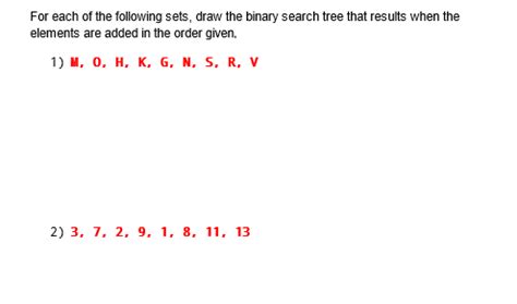 Solved For Each Of The Following Sets Draw The Binary Chegg