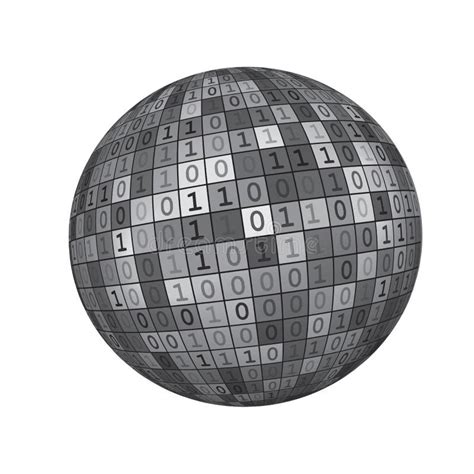 Black And White 3d Render Digital Binary Code Earth Globe Vector