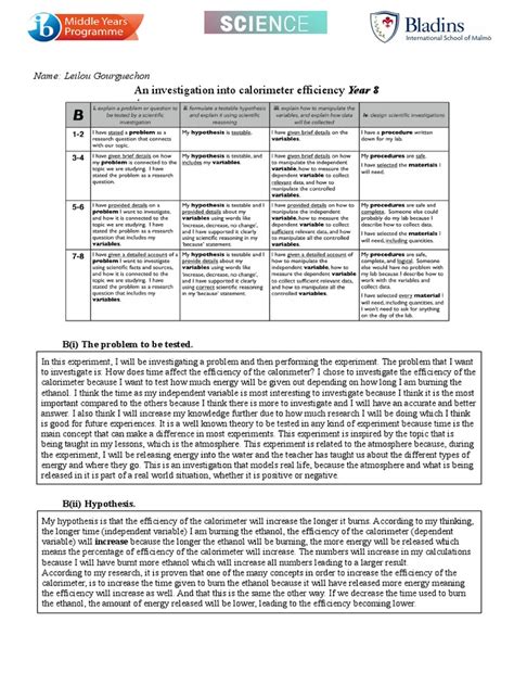 Calorimeter Efficiency Pdf Experiment Temperature