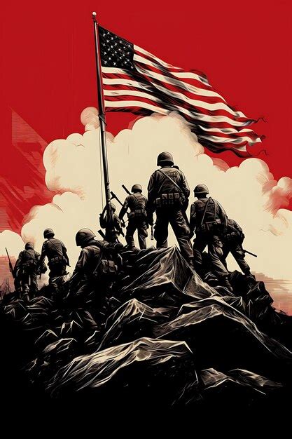 Premium Ai Image Battle Of Iwo Jima Volcanic Island And Raising The