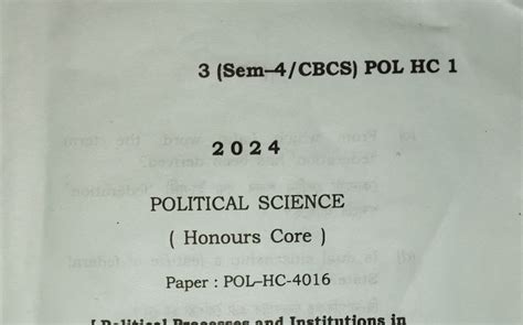 Ba 4th Sem Political Science Honours Final Examination Question Paper