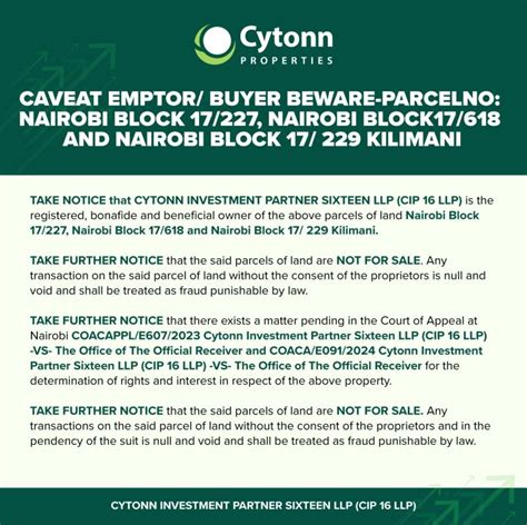 Cytonn Investments On Linkedin Public Notice Caveat Emptor Buyer
