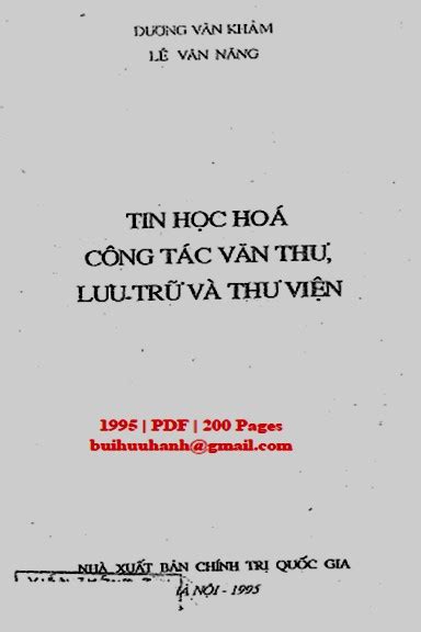 Tin Học Hóa Công Tác Văn Thư Lưu Trữ Và Thư Viện NXB Chính Trị Dương Văn Khảm
