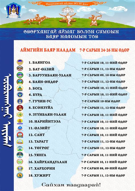 СУМДЫН БАЯР Өвөрхангай аймгийн Засаг даргын Тамгын газар