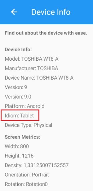 Deviceinfoidiom Return Phone Instead Of Tablet On Android 9 X86