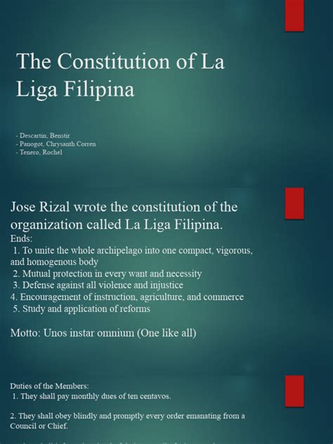 The Constitution Of La Liga Filipina Pdf Government