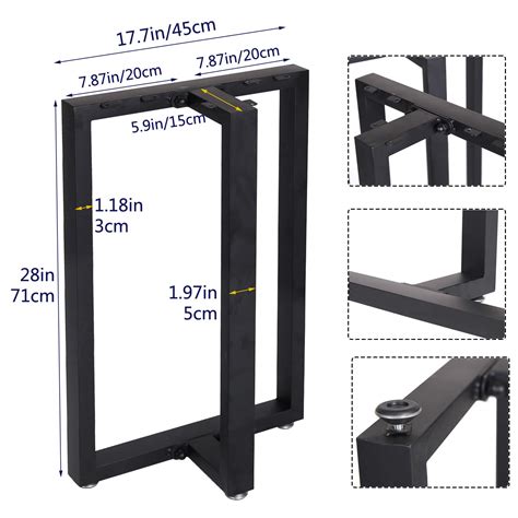 Metal Table Legs Heavy Duty T Shape Iron Desk Legs Set Of 2 28” Height