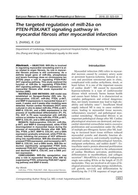 Pdf Mir 26a Regulates Pten In Myocardial Fibrosis · Akt Signaling