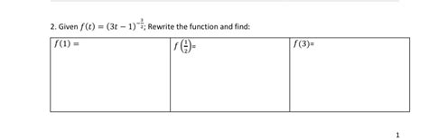 Solved Given F T 3t 1 32 Rewrite The Function And