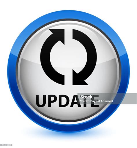 크리스탈 블루 라운드 버튼 업데이트 개선에 대한 스톡 벡터 아트 및 기타 이미지 개선 결정체 돌기 Istock