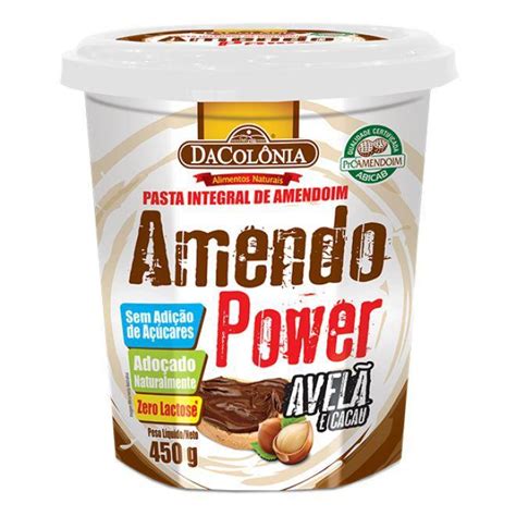 Pasta Integral de Amendoim Sem Adição de Açucar Zero Lactose DaColônia sabor Avelã e Cacau