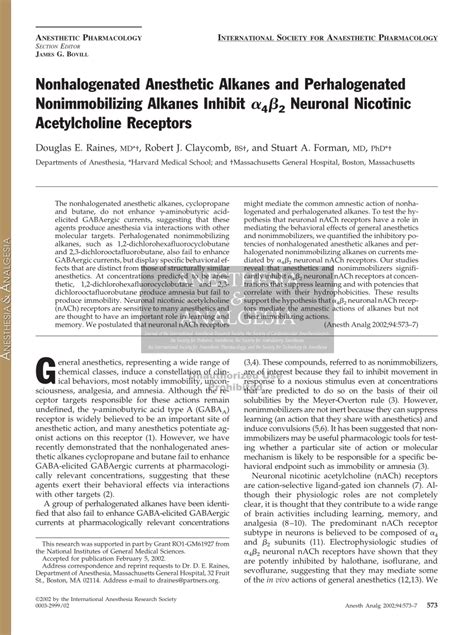 Pdf Nonhalogenated Anesthetic Alkanes And Perhalogenated