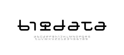 테크니컬 와이드 퓨처 폰트 디지털 사이버 알파벳 A부터 Z까지의 트렌디한 반올림 문자와 0에서 9까지의 숫자 벡터 일러스트레이션