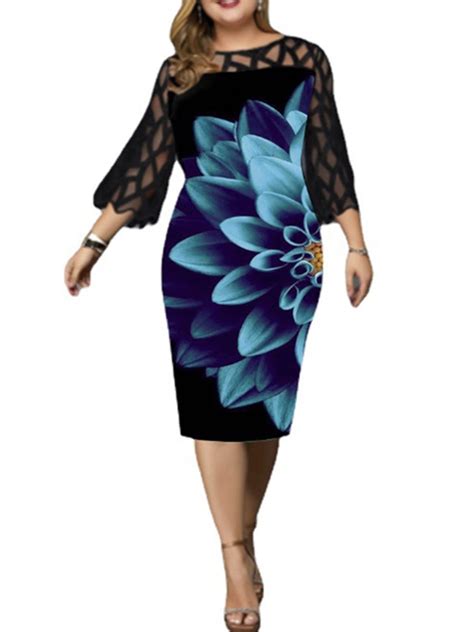 Julycc Womens Plus Size Ball Gown Formal Evening Party Sleeve Midi Dress Walmart