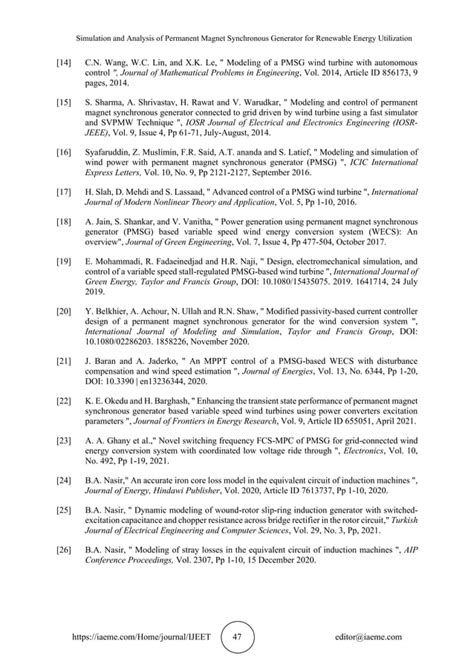 Simulation And Analysis Of Permanent Magnet Synchronous Generator For Renewable Energy