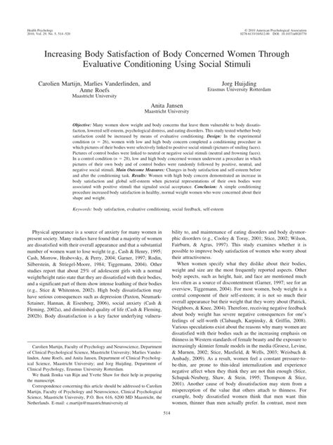 Pdf Increasing Body Satisfaction Of Body Concerned Women Through