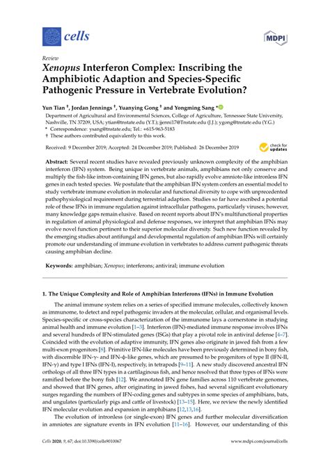 Pdf Xenopus Interferon Complex Inscribing The Amphibiotic Adaption And Species Specific