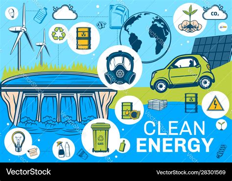 Clean Earth Alternative Energy Sources Poster Vector Image