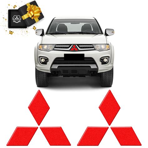 Par De Emblemas L200 Triton 2017 Logo Mitsubishi Refletivo Sportinox
