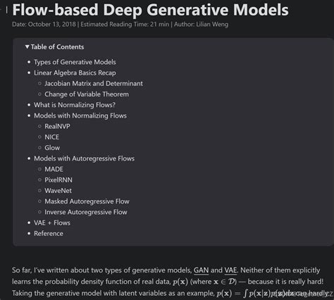 Flow Based Deep Generative Models——基于流的深度生成模型基于流的生成模型 Csdn博客