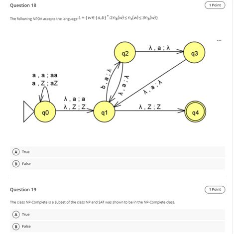 Solved Question Point The Following NPDA Accepts The Chegg Com