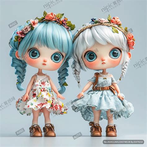 Ai创作图3d布娃娃 小女孩盲盒 原创手办玩偶 双人大娃娃 两个娃娃好 3d女娃 Q版娃娃萌娃 Q版卡通娃娃 小对娃泥塑 双胞胎姑娘 小姑娘人偶 Q版姐妹 一对小精灵贴图 卡通情侣人物摆件 Q