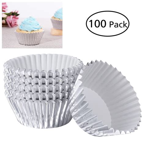 Rosenice 100pcs Aluminum Thickened Foil Cups Cupcake Liners Mini Cake