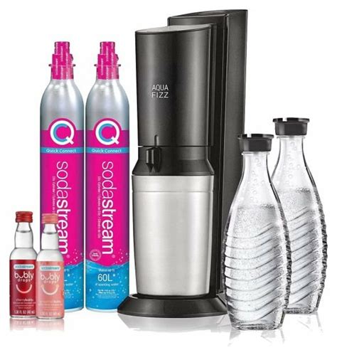 소다스트림 Aqua Fizz 탄산수 머신블랙 및 Co2 및 유리병 티몬
