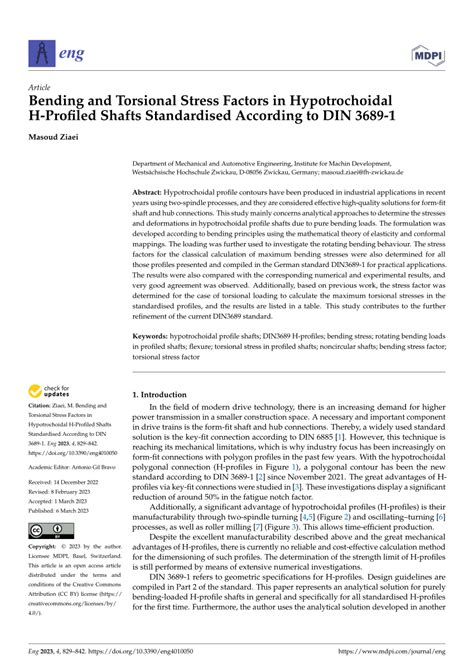Pdf Bending And Torsional Stress Factors In Hypotrochoidal H Profiled
