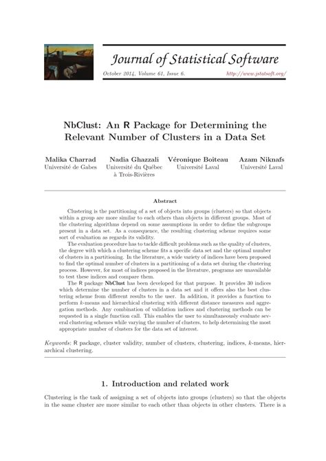 Pdf Nbclust An R Package For Determining The Relevant Number Of