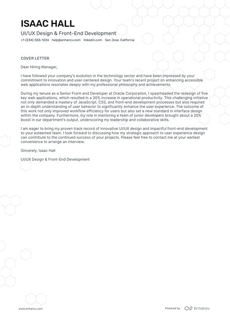 Professional Ui Developer Cover Letter Examples And Template For Enhancv