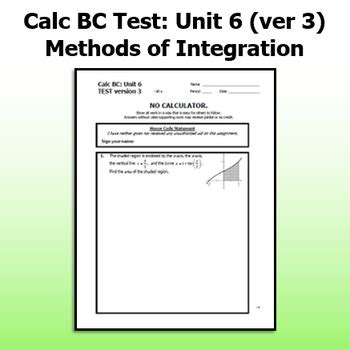 Calc BC Test Ver Unit Methods Of Integration By Emily P K