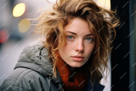 Premium Ai Image A Young Woman With Blonde Hair And Blue Eyes Looking