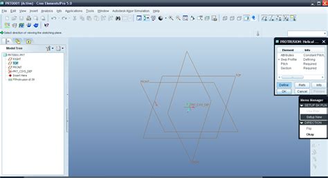 Tutorial Helical Sweep In Creo Elementspro Aka Pro Engineer Wildfire