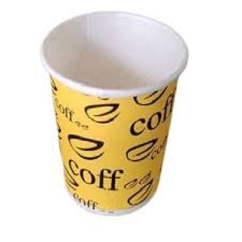 Yellow With Black Printed 4 Inch Size Recyclable Paper Tea Cups